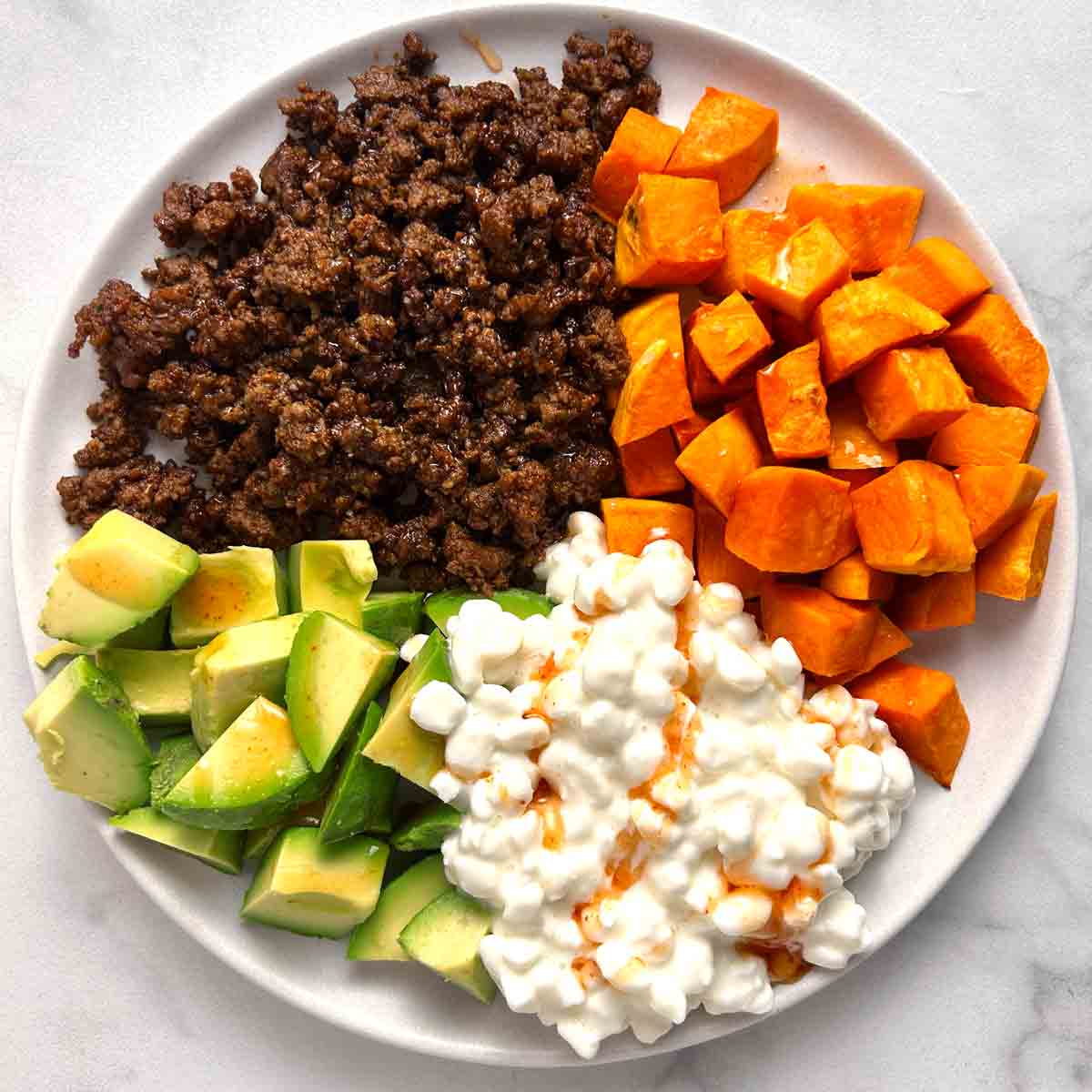 Viral Cottage Cheese Sweet Potato Beef Bowl